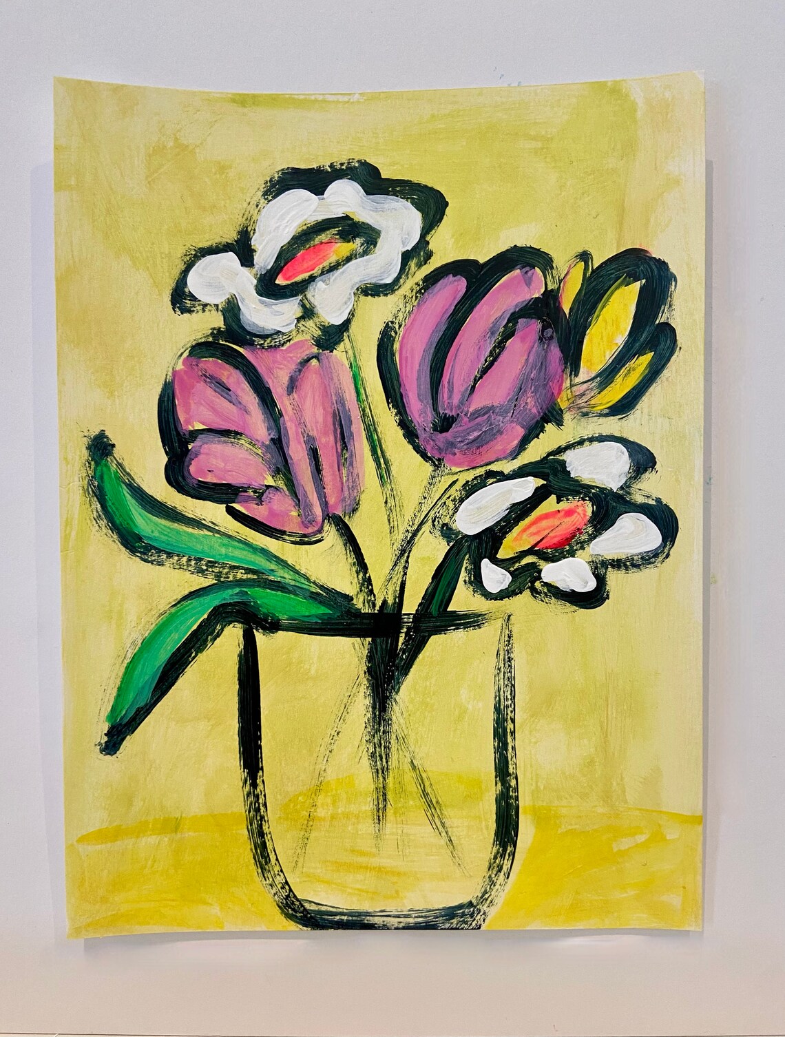 Abstract Floral Painting Expressionist Flower Wall Art Colorful Floral ...