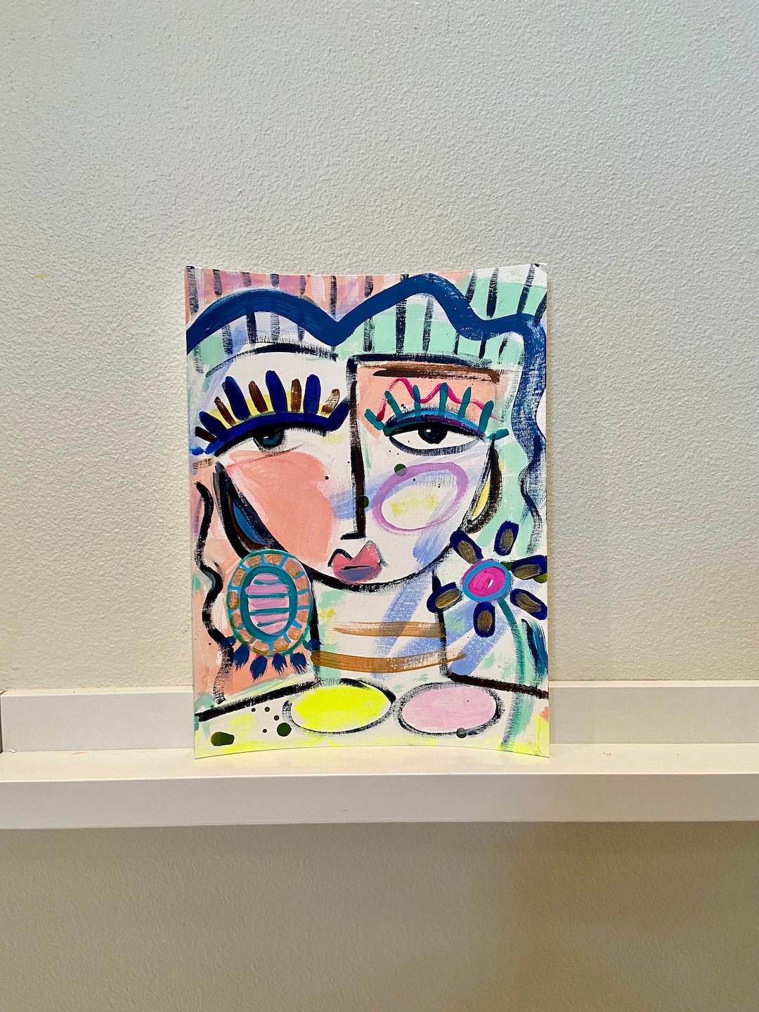 Modern Art Face Original Painting Portrait Woman Face Wall Art ...