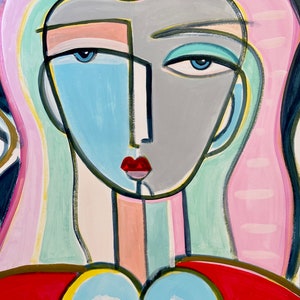 Cubist Painting Original Female Portrait Modern Abstract Art Woman ...