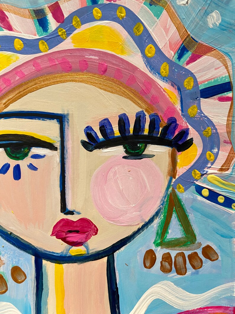 Abstract Face Art Boho Wall Decor Abstract Painting Portrait - Etsy