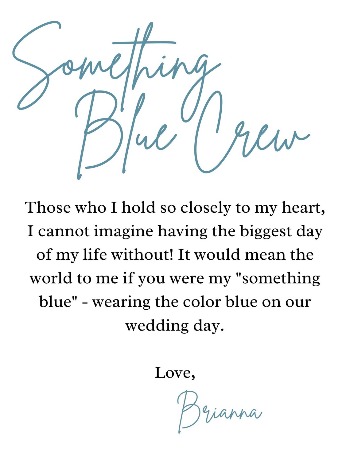 Something Blue Crew Card Digital Download - Etsy