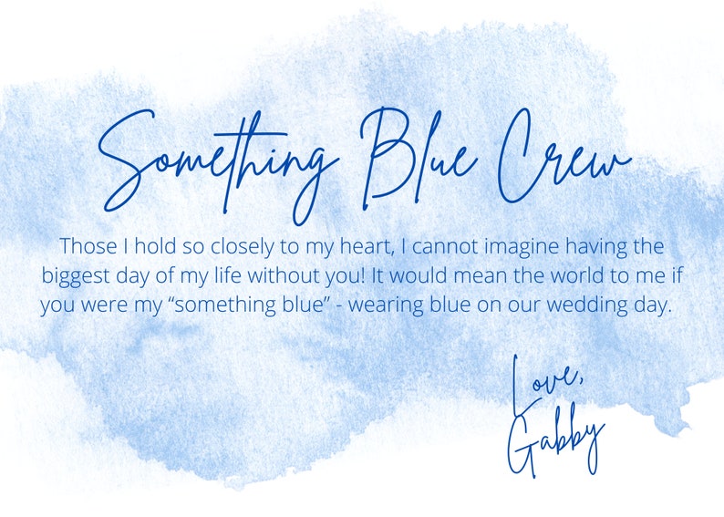 Something Blue Crew Card Digital Download Template - Etsy