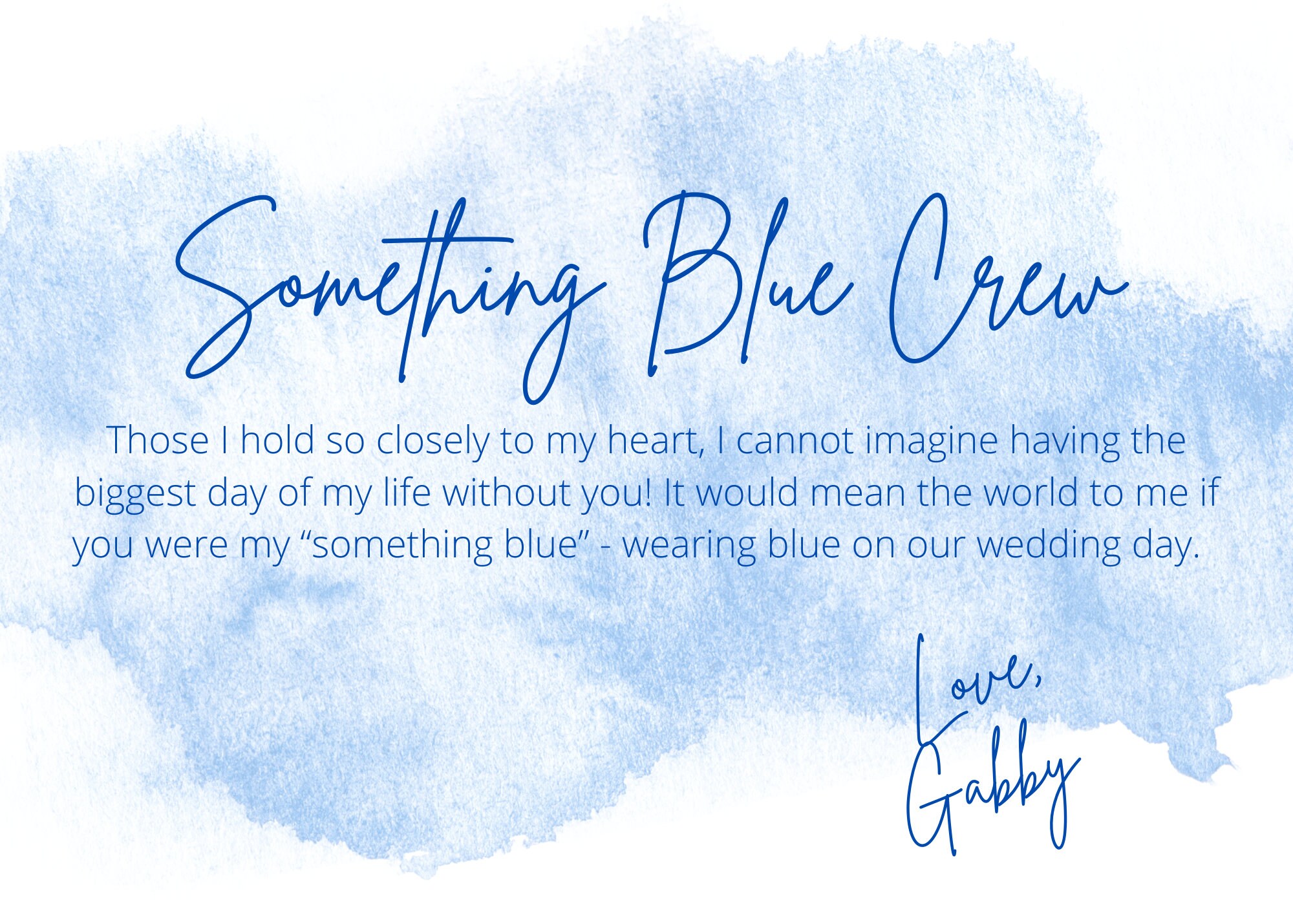 Something Blue Crew Card Digital Download Template - Etsy