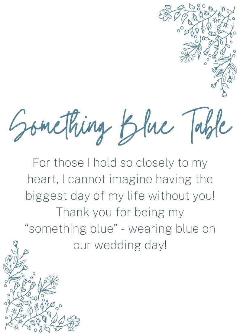Something Blue Table Digital Download - Etsy