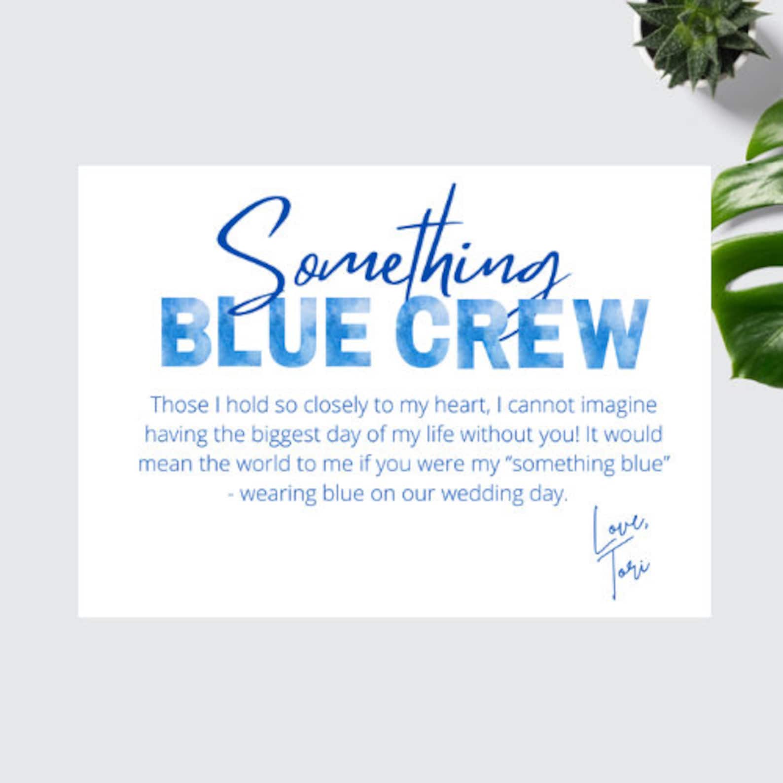 Something Blue Crew Card Digital Download - Etsy