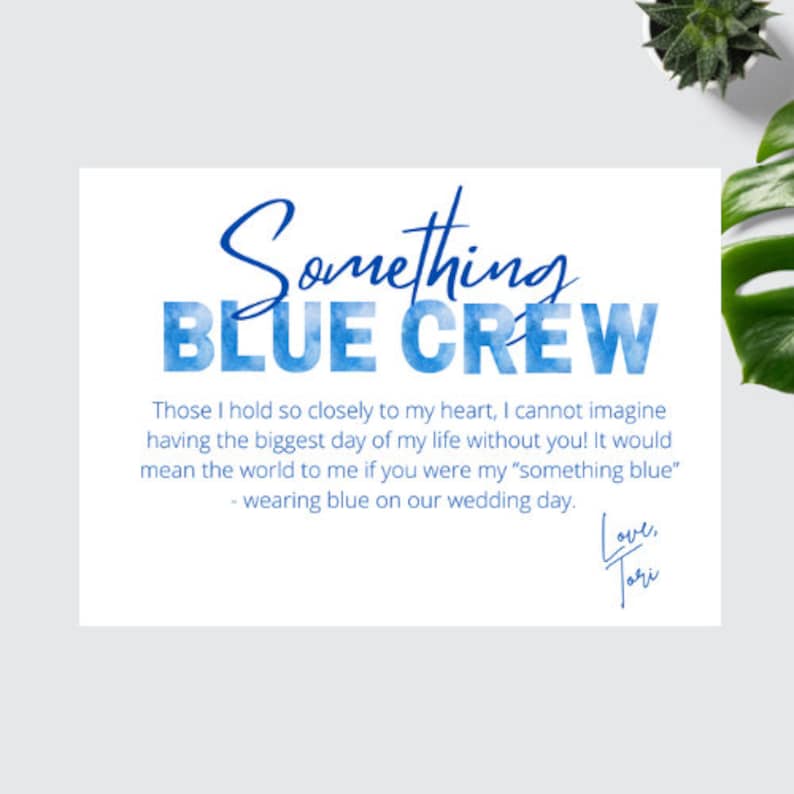 Something Blue Crew Card Digital Download - Etsy