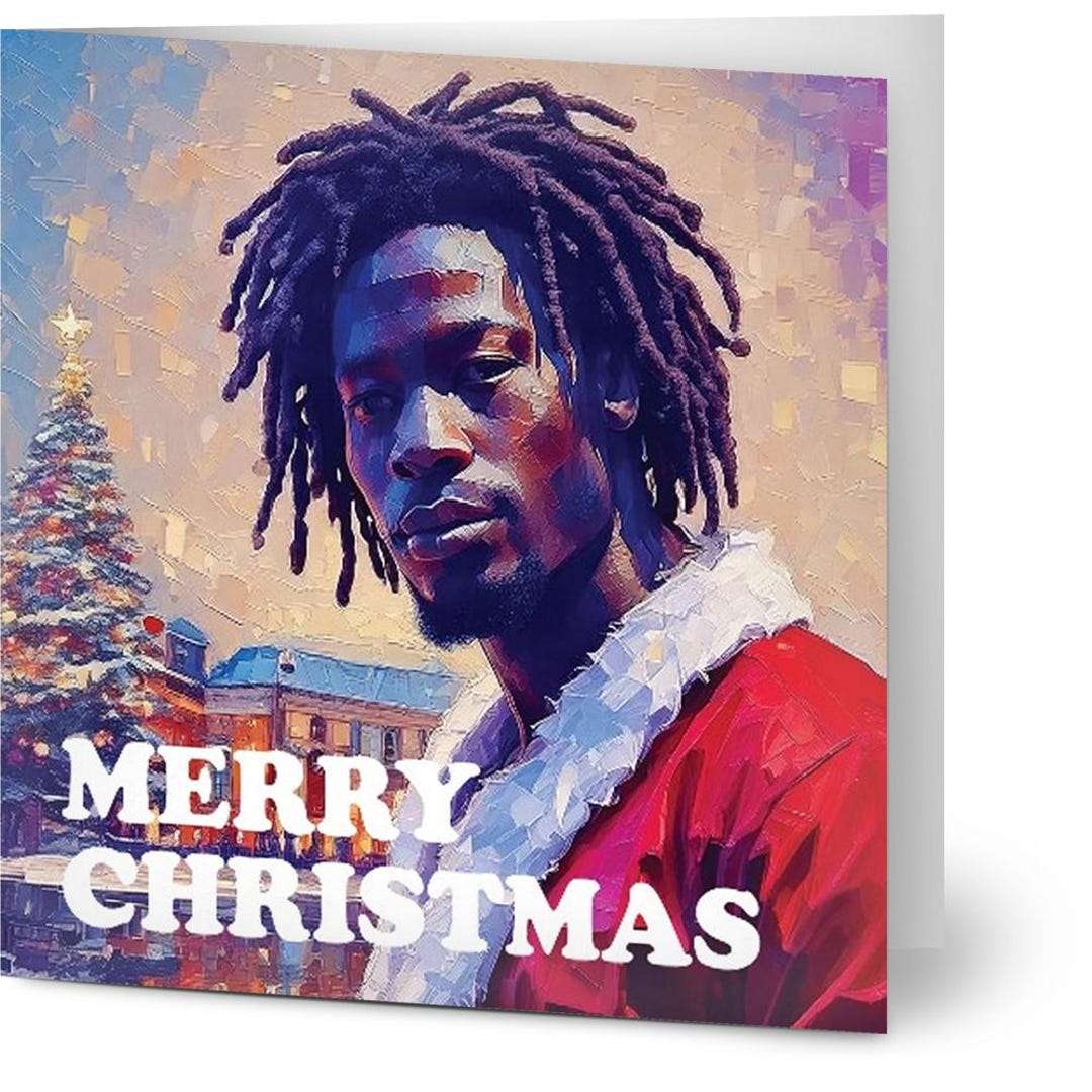 10 X Art Rasta Santa Dreadlocks Christmas Cards, Black Santa, Ethnic ...