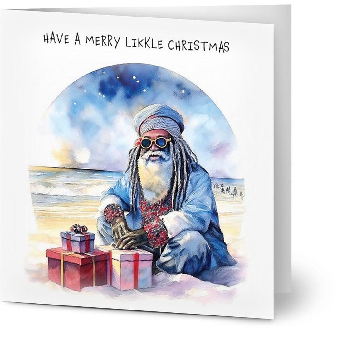 Jamaican Merry Likkle Christmas Cards. Pack of 10 Cards. Black ...