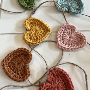 Muted Colors Heart Garland•6 Crocheted Hearts•heart Bunting•heart Photo ...