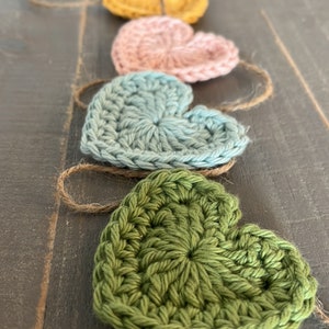 Muted Colors Heart Garland•6 Crocheted Hearts•heart Bunting•heart Photo ...