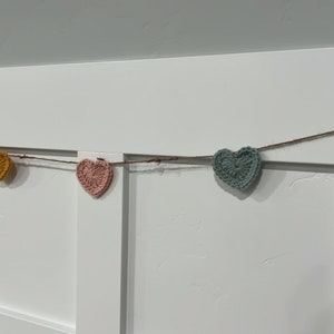 Muted Colors Heart Garland•6 Crocheted Hearts•heart Bunting•heart Photo ...
