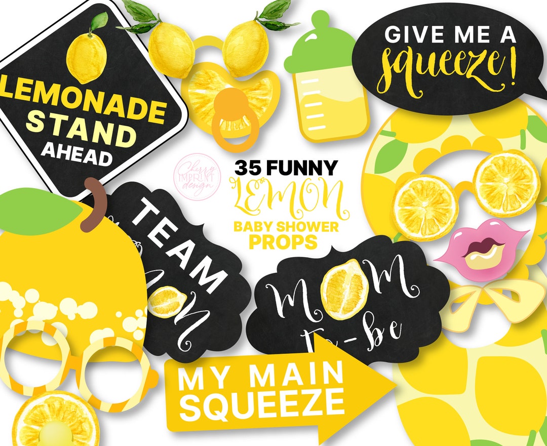 35 Lemon Baby Shower Photo Booth Props - Neutral Baby Shower INSTANT ...