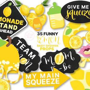 35 Lemon Baby Shower Photo Booth Props - Neutral Baby Shower INSTANT ...