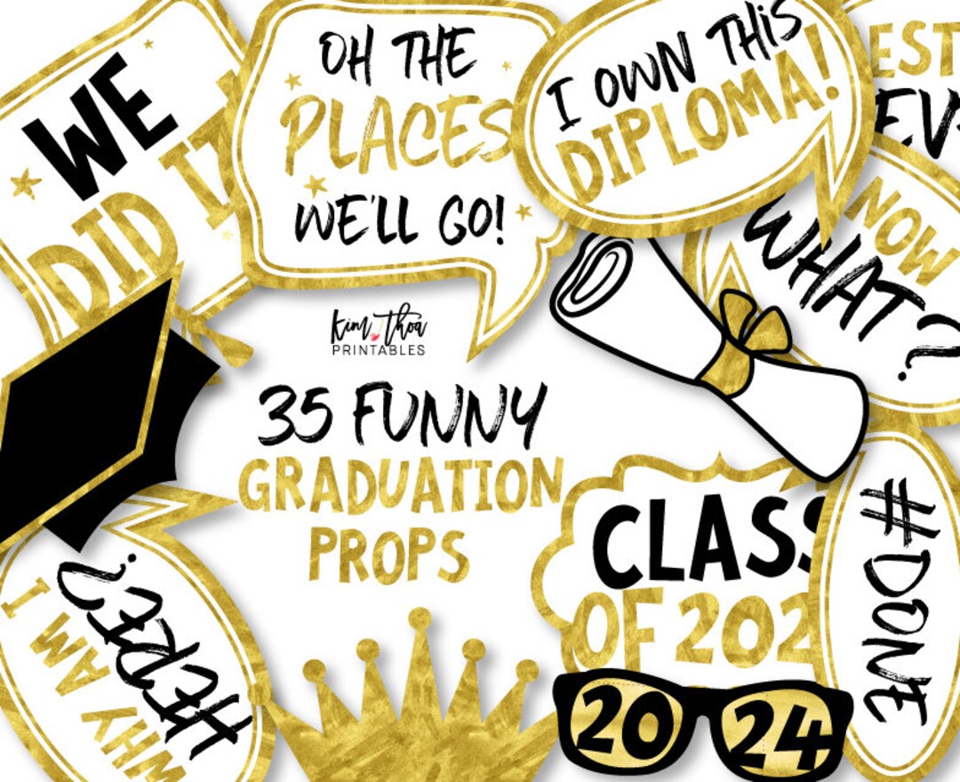 35 Gold 2024 Graduation Photo Booth Props - INSTANT DOWNLOAD - DIY ...