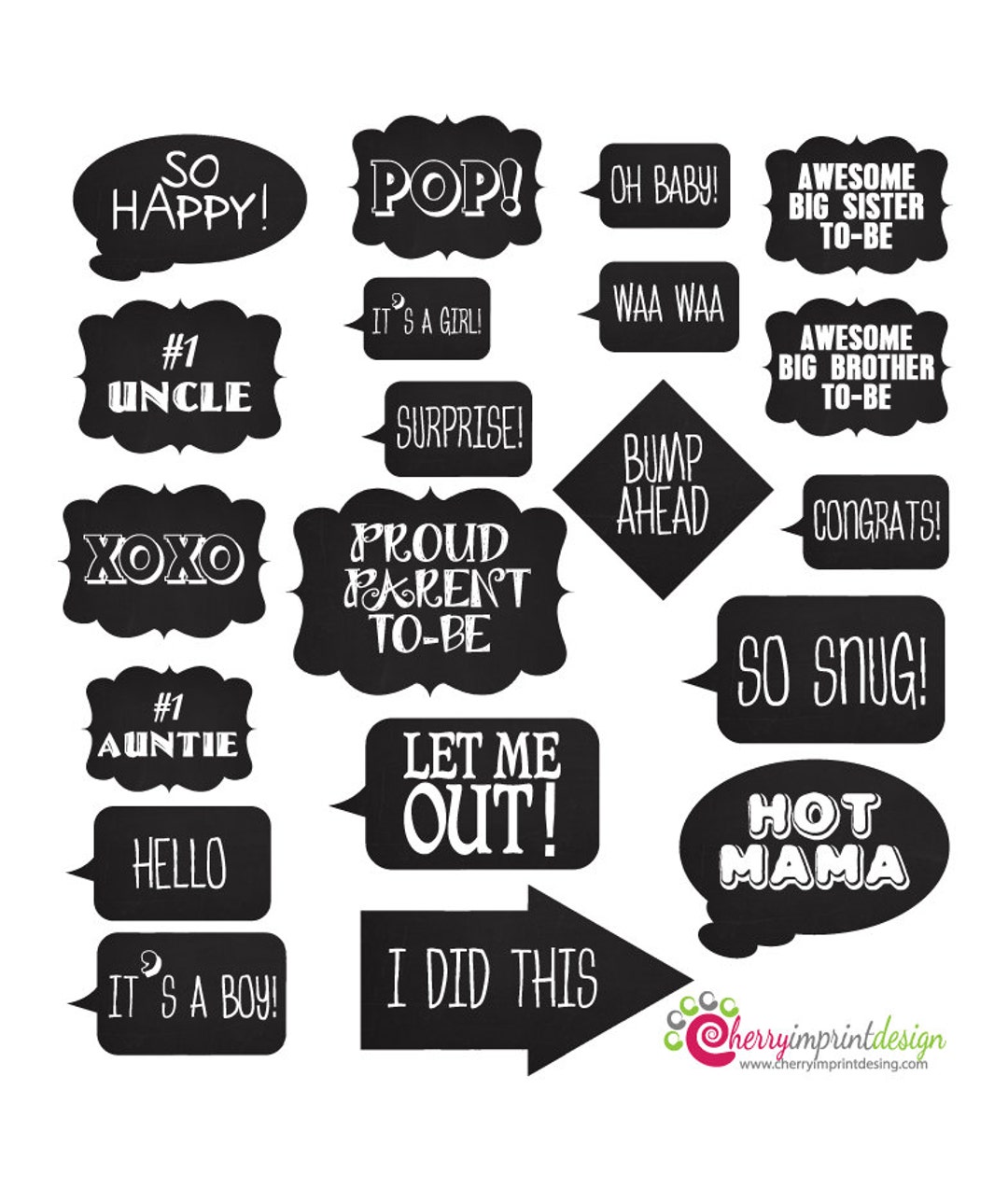 20 Hilarious Chalkboard Baby Shower Photo Prop Messages INSTANT ...