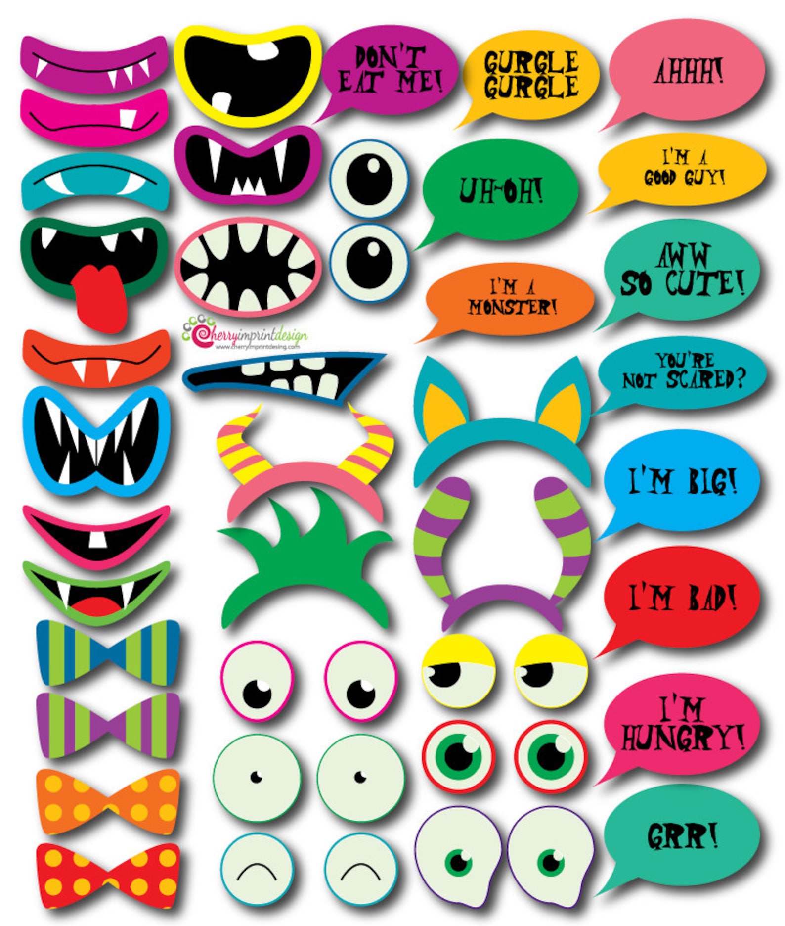 39 Hilarious INSTANT DOWNLOAD Monster Photo Booth Props Great for ...
