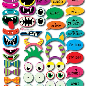 39 Hilarious INSTANT DOWNLOAD Monster Photo Booth Props Great for ...