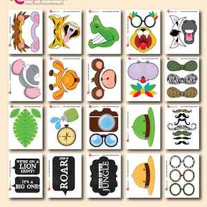 42 Hilarious Safari Themed Photo Booth Props INSTANT DOWNLOAD Printable ...