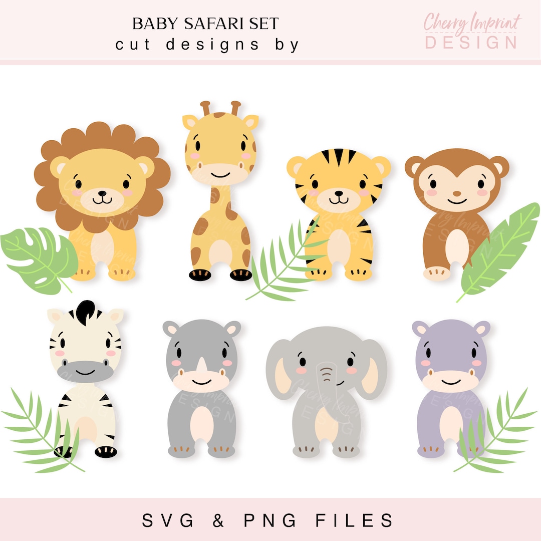 Cute Safari Animal SVG Set | Baby Safari Animal SVG for Cricut and ...