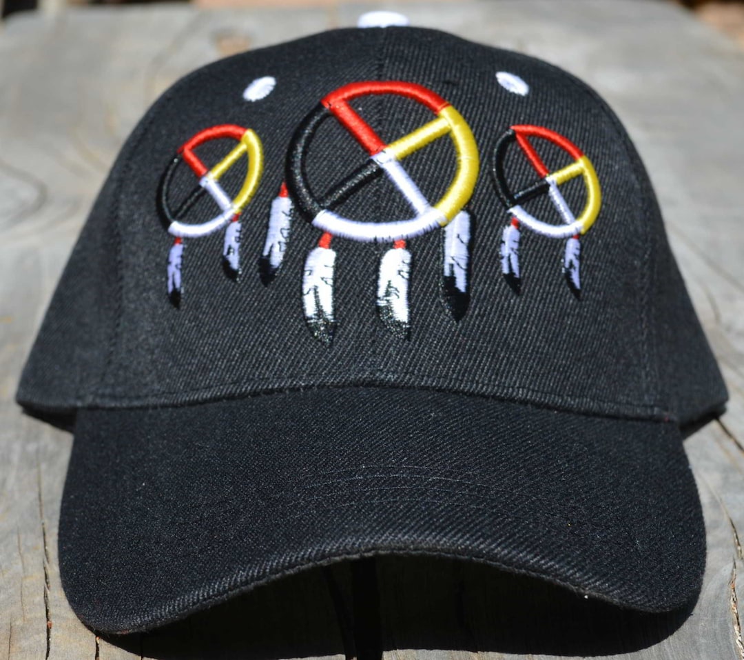 Ball Cap With Native American Inspired Design Featuring Three Medicine ...