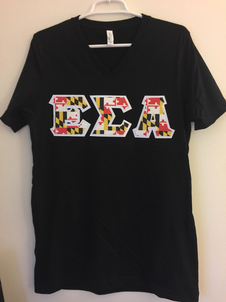 Maryland Flag Fabric Greek Lettered Stitched Shirt Fraternity Sorority ...