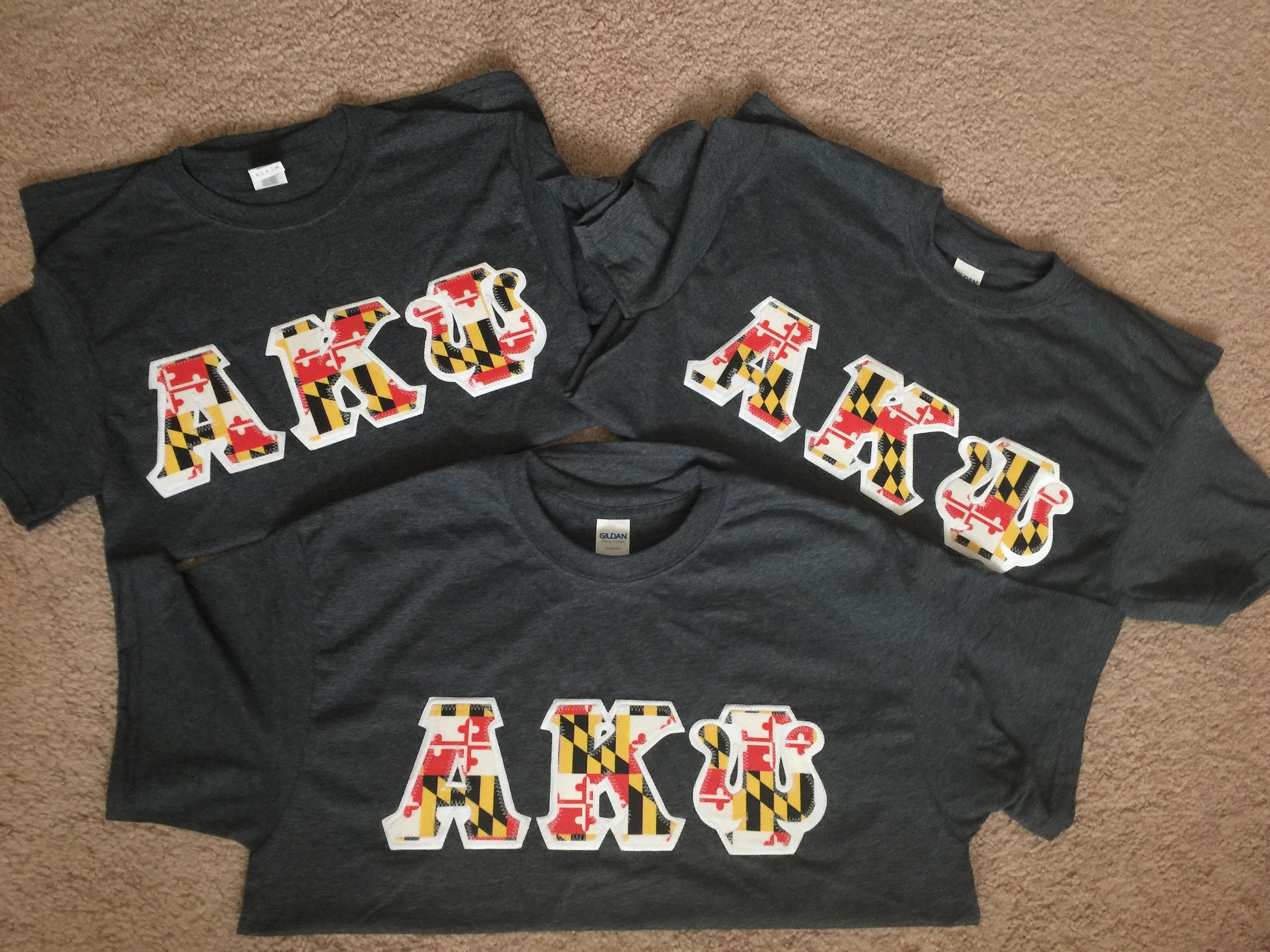 Maryland Flag Fabric Greek Lettered Stitched Shirt Fraternity | Etsy