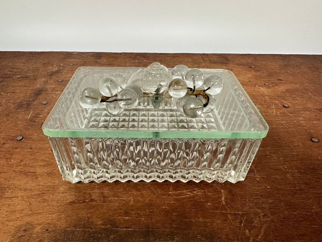 Vintage Glass Crystal Trinket Jewelry Box With Glass Grapes - Etsy