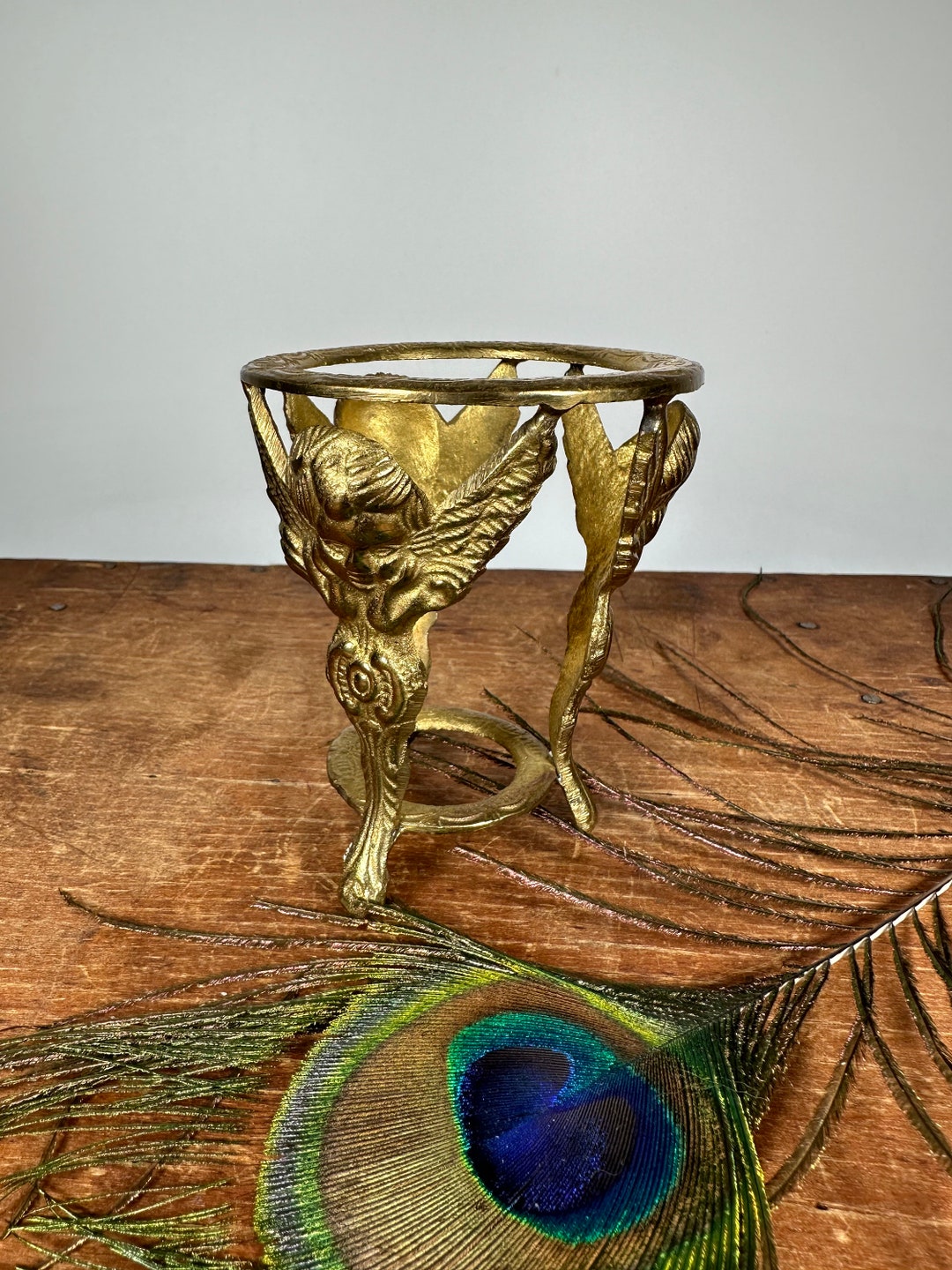 Vintage Brass Angel Stand Orb Holder Plant Candle Stand - Etsy