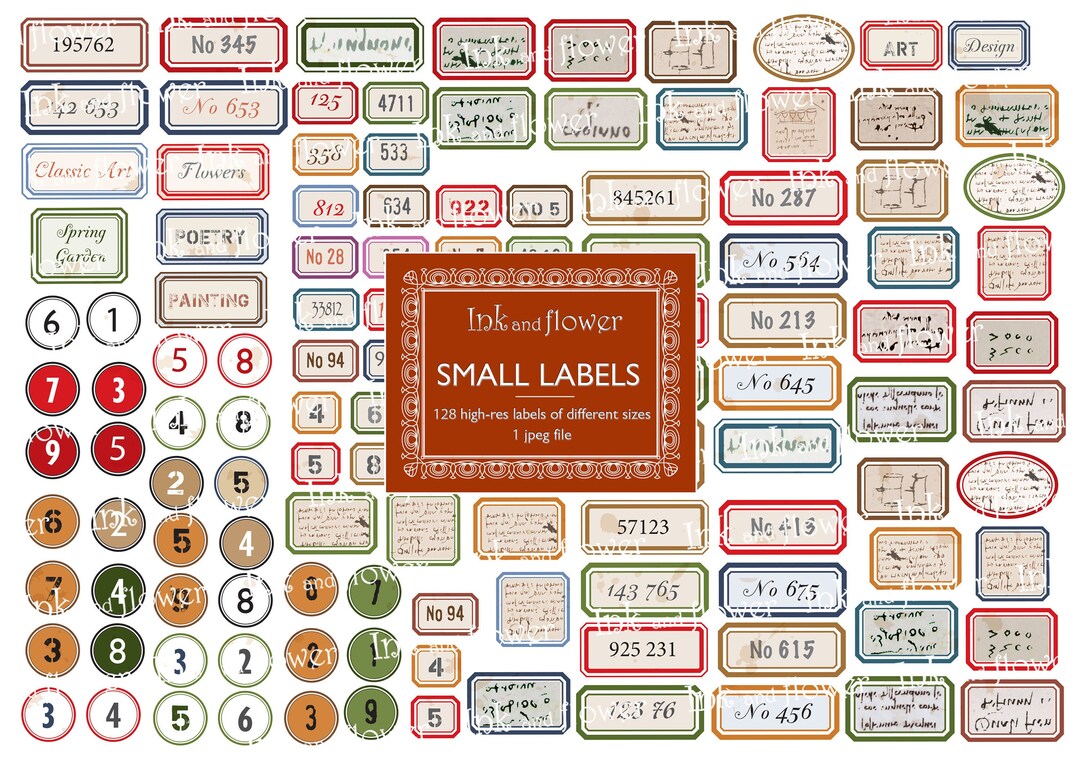 Very Small Labels. Instant Download, Digital File of 128 Labels of ...