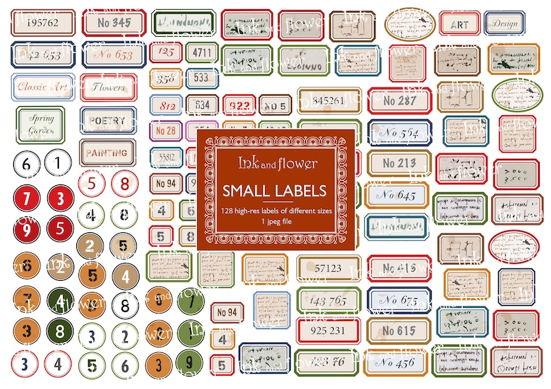 Very Small Labels. Instant Download, Digital File of 128 Labels of ...