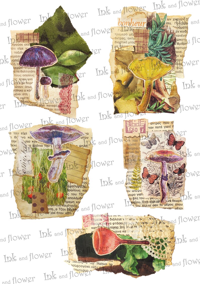 Mushroom Collage Art. Instant Download, Digital File of 21 Mushroom ...