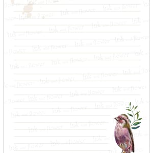 Printable Stationary. Bird Letterhead and Ephemera. Instant Download ...