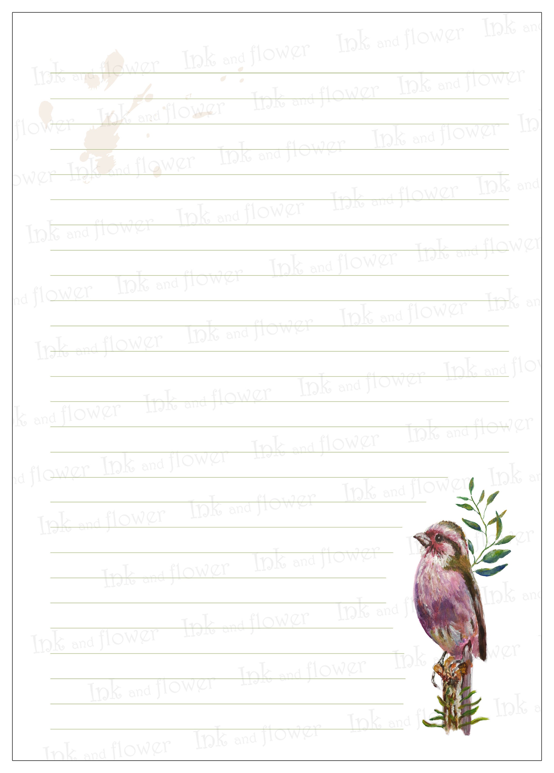 Printable Stationary. Bird Letterhead and Ephemera. Instant Download ...