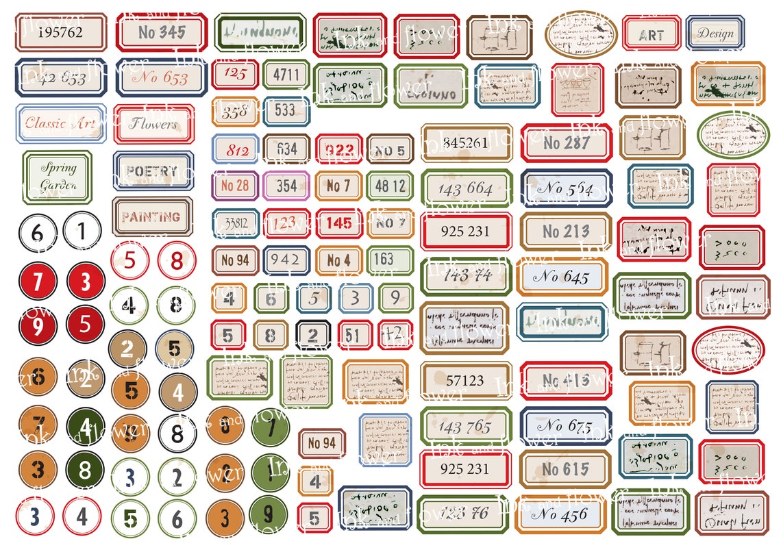 Very Small Labels. Instant Download, Digital File of 128 Labels of ...