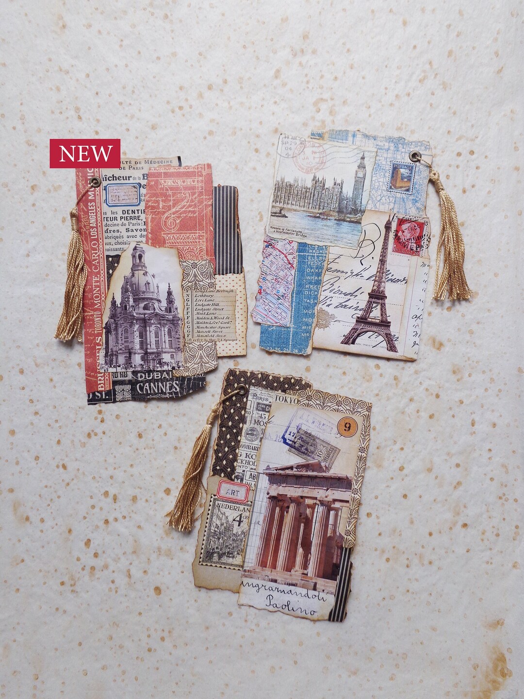 Travel Themed Vintage Style Scrapbook Bookmarks. Three Book Lovers ...