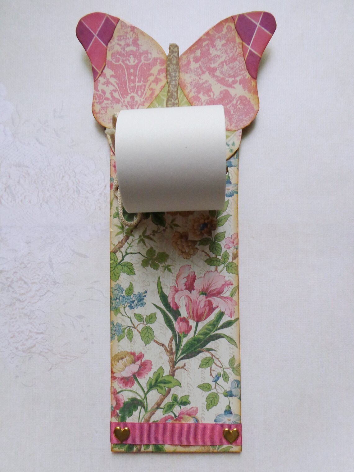 Butterfly and Flowers Hanging Notepad. Home, Kitchen, Office Wall Decor ...