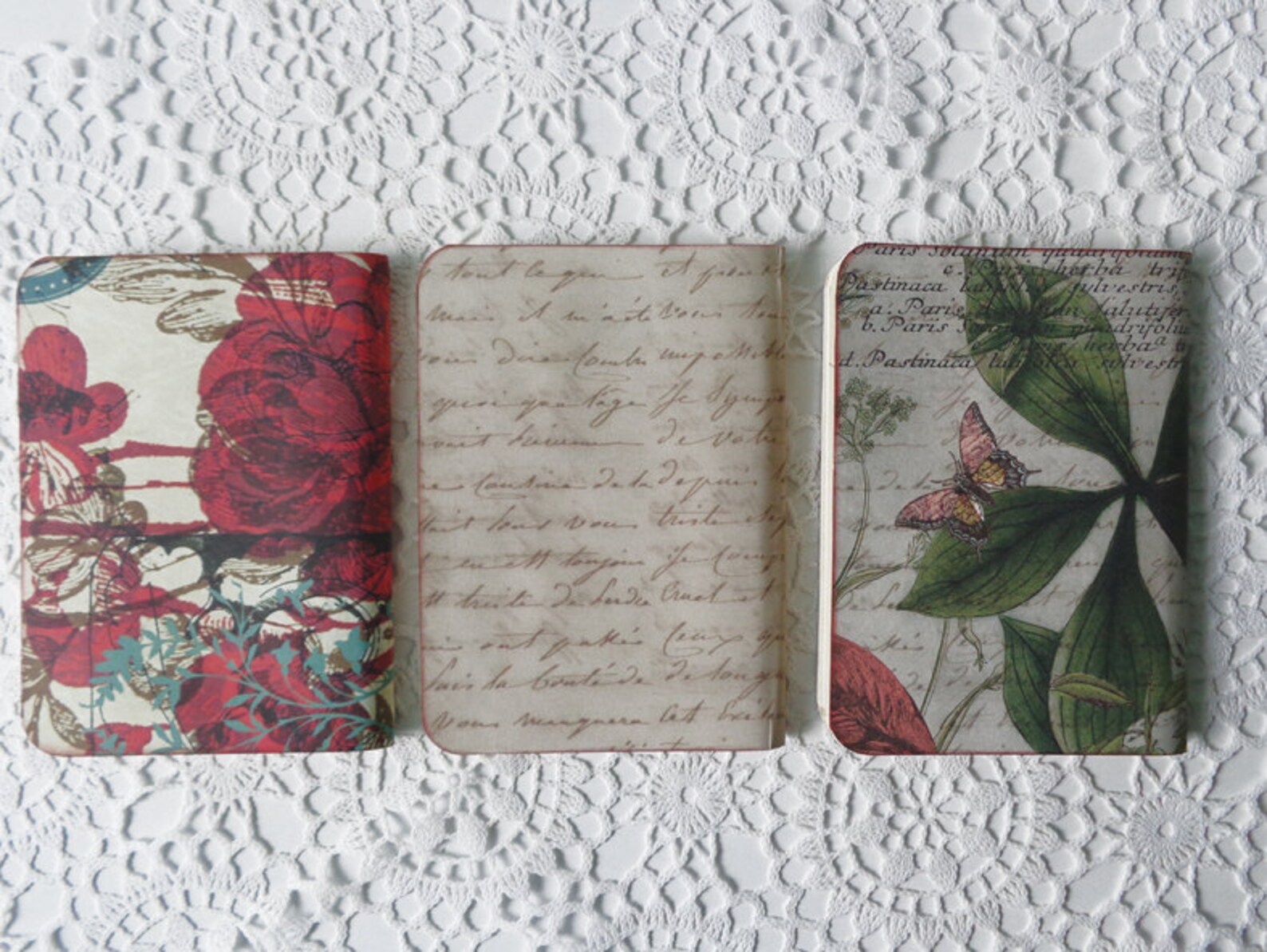 Three Small Scrapbook Notebooks, Sketch Pads, Travel Journals, With ...
