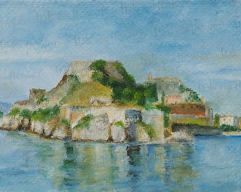 Mini Canvas Painting of Corfu Island Greece Original Acrylic - Etsy