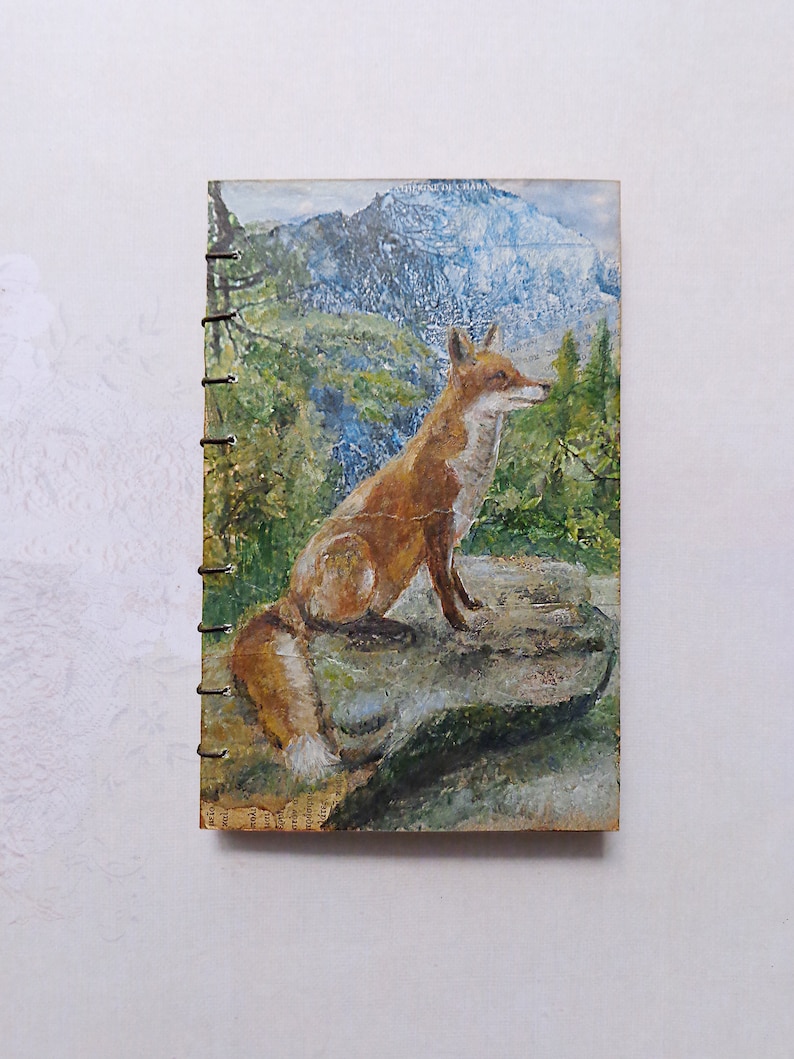 Fox Notebook, Sketch Book, Journal With Coptic Stitch Binding. Collage ...