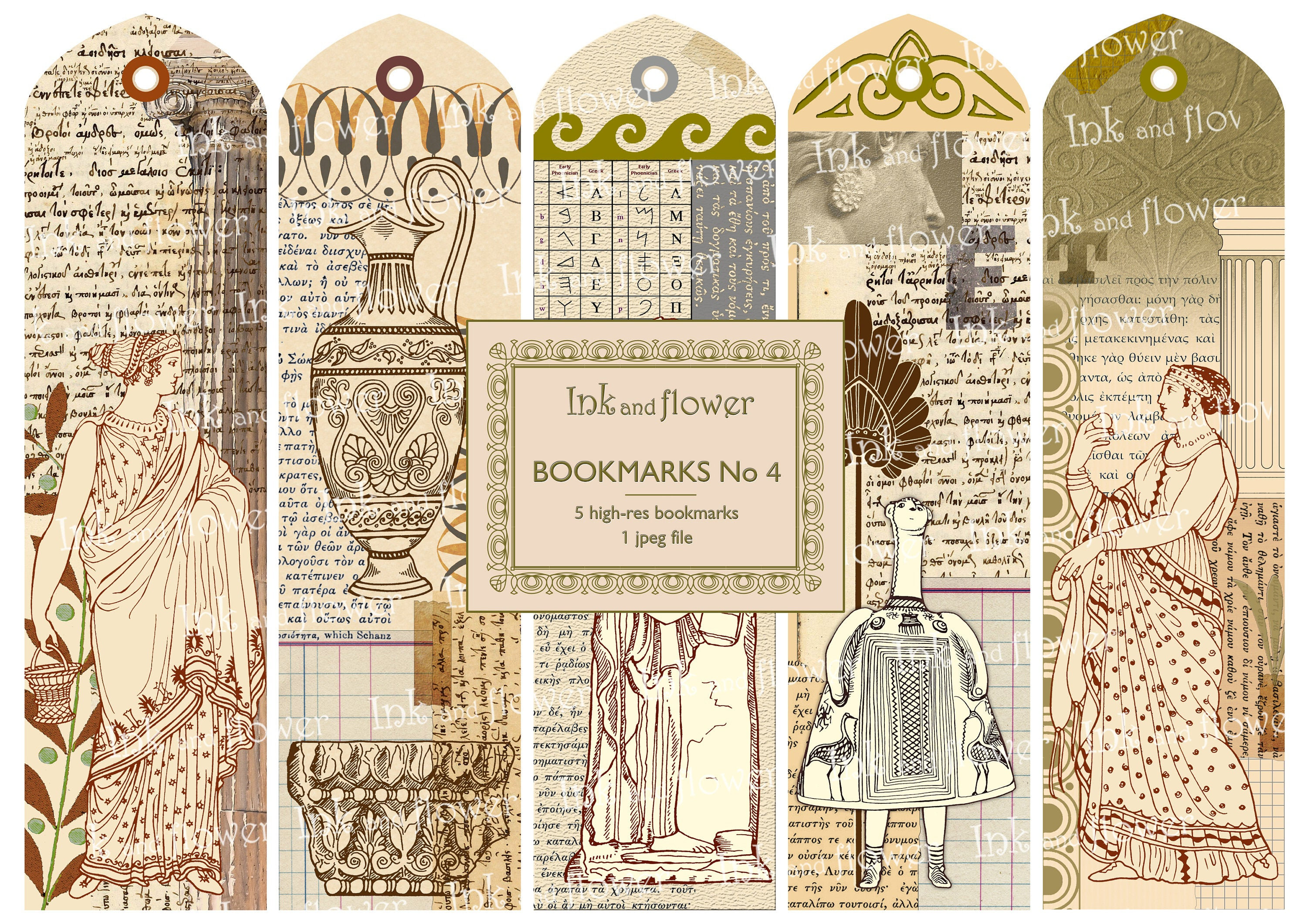 Ancient Greece. Digital Collage Bookmarks No 4. Instant Download ...
