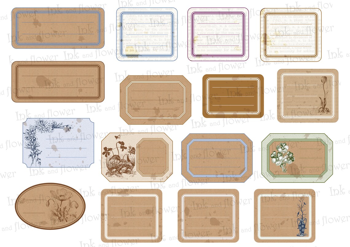 Labels. Instant Download, Digital File of 71 Labels of Different Sizes ...