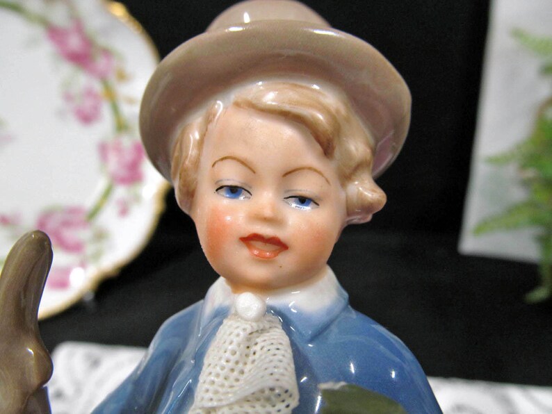 Antique GERMAN Figurine Man Dresden Grape Vine Leaves Boy With - Etsy