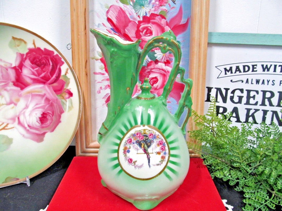 CZECHOSLOVAKIA Art Deco Pitcher With Roses and Parrot Bird Pattern - Etsy