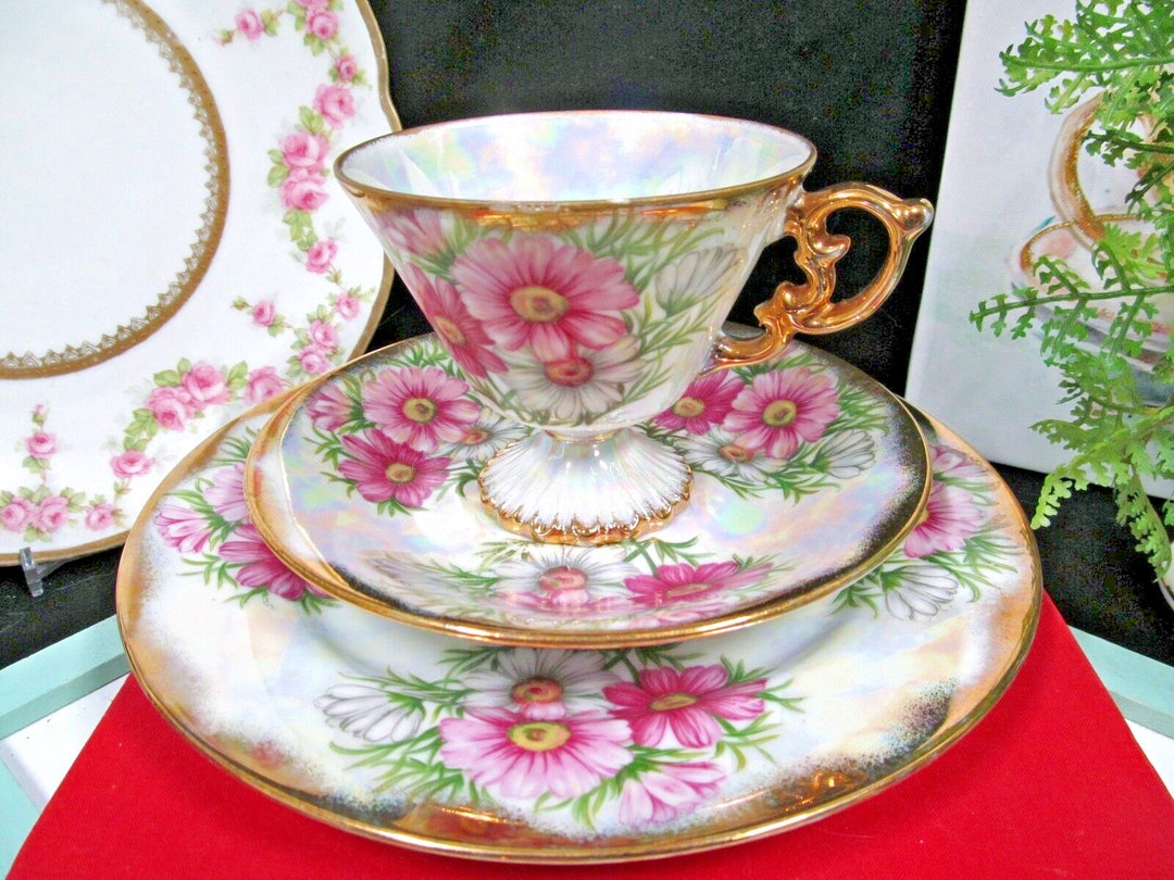 Japan Tea Cup and Saucer Trio October Cosmos Pattern Teacup Napco 1930s ...