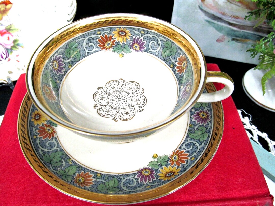 Thomas Germany Tea Cup and Saucer Floral Gold Gilt Teacup Bavaria ...