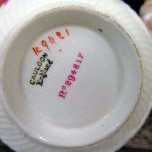 CAULDON Tea Cup and Saucer PINK Rose Swag Embossed Teacup Fancy Handle ...