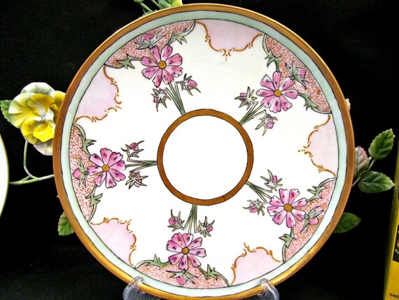 LIMOGES FRANCE Painted Pink Floral Blossom Raised Beaded Gold | Etsy