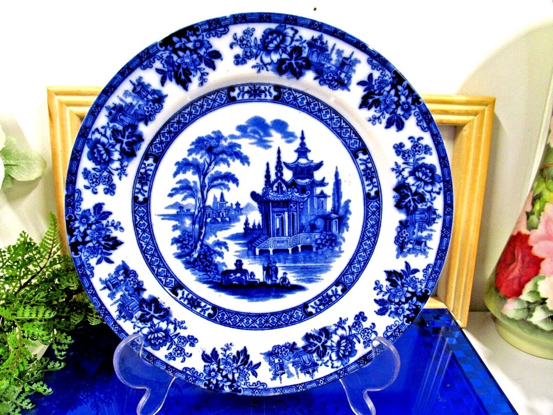 Flow Blue Royal Doulton Madras Pattern Scenes Antique Plate England - Etsy