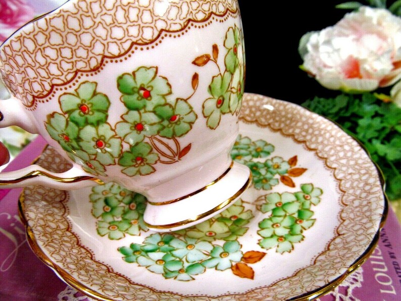 TUSCAN Tea Cup and Saucer Painted Beaded Violets Pattern - Etsy