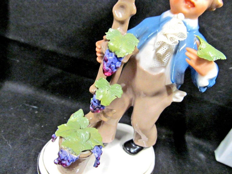 Antique GERMAN Figurine Man Dresden Grape Vine Leaves Boy With - Etsy